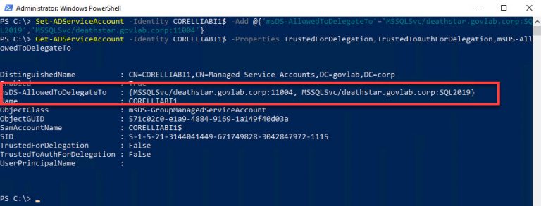 Setup Kerberos Constrained Delegation for Group Managed Service Accounts – Everyday SQL
